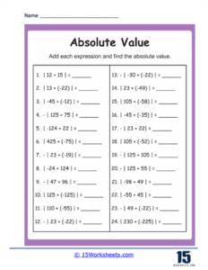Absolute Value Worksheets - 15 Worksheets.com