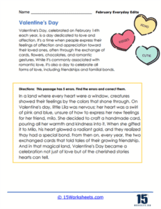 February Everyday Edit Worksheets | Sharpen Mechanics - 15 Worksheets.com