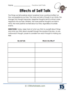 Positive Self Talk Worksheets | Mindset Series - 15 Worksheets.com