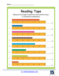 Reading Tape Measures Worksheets | Measurement - 15 Worksheets.com