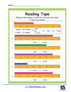 Reading Tape Measures Worksheets | Measurement - 15 Worksheets.com