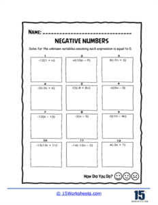 Negative Numbers Worksheets - 15 Worksheets.com