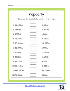 Capacity Worksheets - 15 Worksheets.com