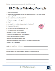Critical Thinking Worksheets | Analyze, Evaluate & Question - 15 ...