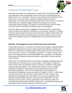 August Everyday Edits Worksheets | Summer Supplements - 15 Worksheets.com