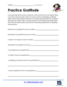 Gratitude Worksheets | Reflection & Positive Growth - 15 Worksheets.com