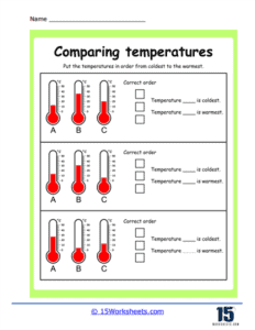 Comparing Temperatures Worksheets - 15 Worksheets.com