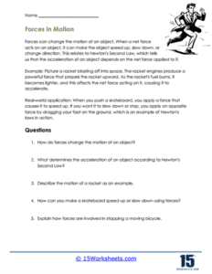 Newton's Laws of Motion Worksheets - 15 Worksheets.com
