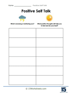 Positive Self Talk Worksheets | Mindset Series - 15 Worksheets.com