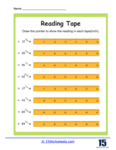 Reading Tape Measures Worksheets | Measurement - 15 Worksheets.com
