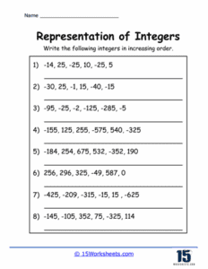 Representation of Integers Worksheets - 15 Worksheets.com