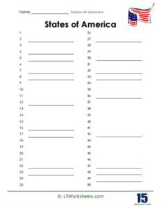 States of America Worksheets | Explore All 50 States - 15 Worksheets.com
