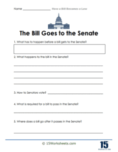 How a Bill Becomes a Law Worksheets - 15 Worksheets.com