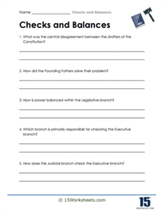 Checks and Balances Worksheets | Separation of Powers - 15 Worksheets.com