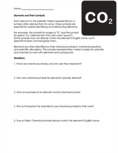 Atoms, Elements, Compounds Worksheets