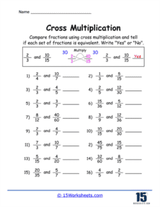 Cross Multiplication Worksheets | Diagonal & Cross Method - 15 ...