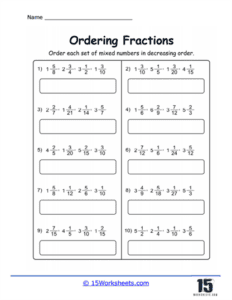 Ordering Fractions Worksheets | Like and Unlike Denominators - 15 ...