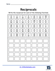 Reciprocals Worksheets | Understanding Their Use - 15 Worksheets.com