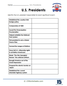 American President Worksheets - 15 Worksheets.com