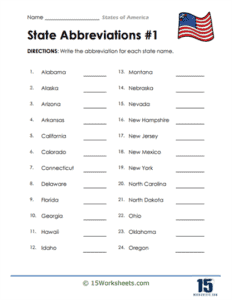 States of America Worksheets | Explore All 50 States - 15 Worksheets.com