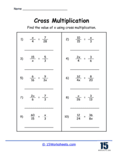 Cross Multiplication Worksheets | Diagonal & Cross Method - 15 ...