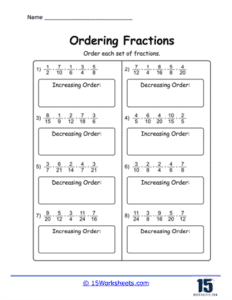 Ordering Fractions Worksheets | Like and Unlike Denominators - 15 ...