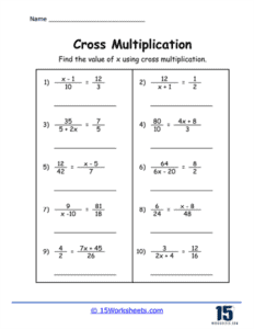 Cross Multiplication Worksheets | Diagonal & Cross Method - 15 ...