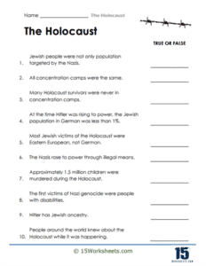 Holocaust Worksheets - 15 Worksheets.com