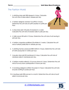 Unit Rate Word Problems Worksheets - 15 Worksheets.com