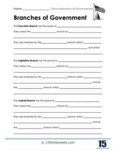 Branches of Government Worksheets - 15 Worksheets.com
