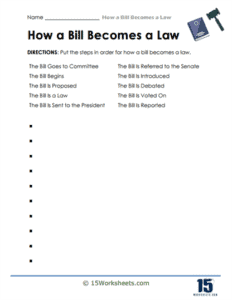 How a Bill Becomes a Law Worksheets - 15 Worksheets.com