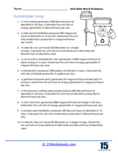 Unit Rate Word Problems Worksheets - 15 Worksheets.com