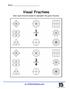 Visual Fractions Worksheets | Shade, Compare & Plot - 15 Worksheets.com