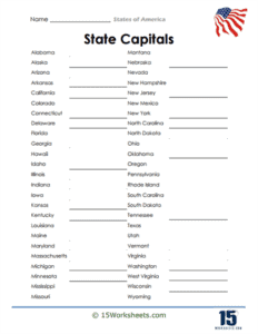 States of America Worksheets | Explore All 50 States - 15 Worksheets.com