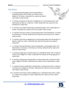 Volume Word Problems Worksheets | Geometry Skills - 15 Worksheets.com