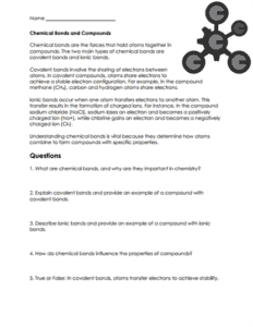 Atoms, Elements, Compounds Worksheets