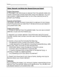 Atoms, Elements, Compounds Worksheets