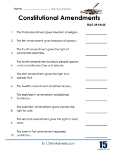 U.S. Constitution Worksheets - 15 Worksheets.com
