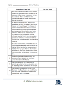 Bill of Rights Worksheets - 15 Worksheets.com