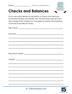 Checks and Balances Worksheets | Separation of Powers - 15 Worksheets.com