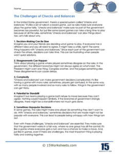 Checks and Balances Worksheets | Separation of Powers - 15 Worksheets.com