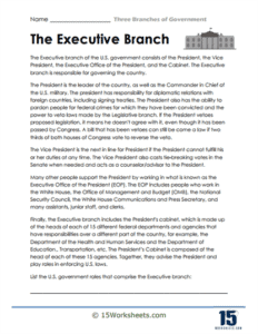 Branches of Government Worksheets - 15 Worksheets.com