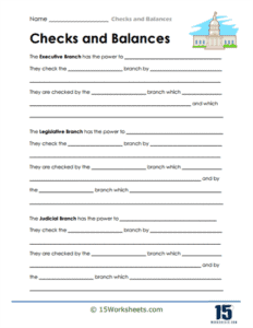 Checks and Balances Worksheets | Separation of Powers - 15 Worksheets.com