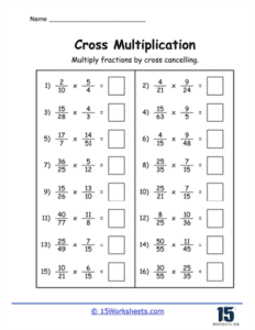 Cross Multiplication Worksheets | Diagonal & Cross Method - 15 ...