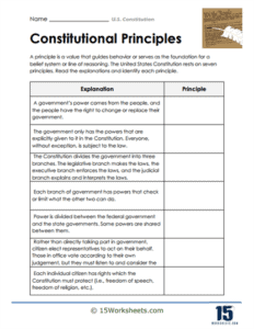 U.S. Constitution Worksheets - 15 Worksheets.com