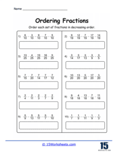 Ordering Fractions Worksheets | Like and Unlike Denominators - 15 ...