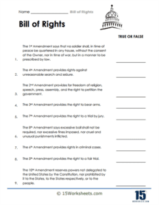 Bill of Rights Worksheets - 15 Worksheets.com