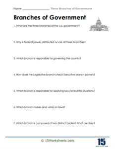 Branches of Government Worksheets - 15 Worksheets.com