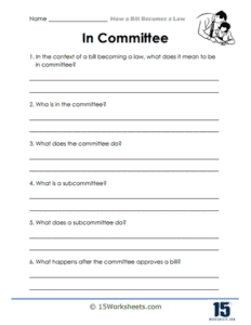 How a Bill Becomes a Law Worksheets - 15 Worksheets.com