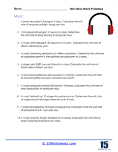 Unit Rate Word Problems Worksheets - 15 Worksheets.com